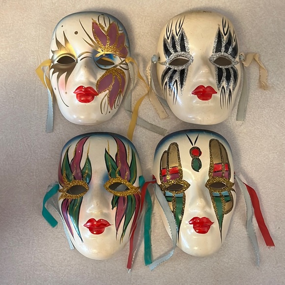 Wall Decor | Sold Soldvintage Maradi Gras Hand Painted Masks Lot Of 4 ...